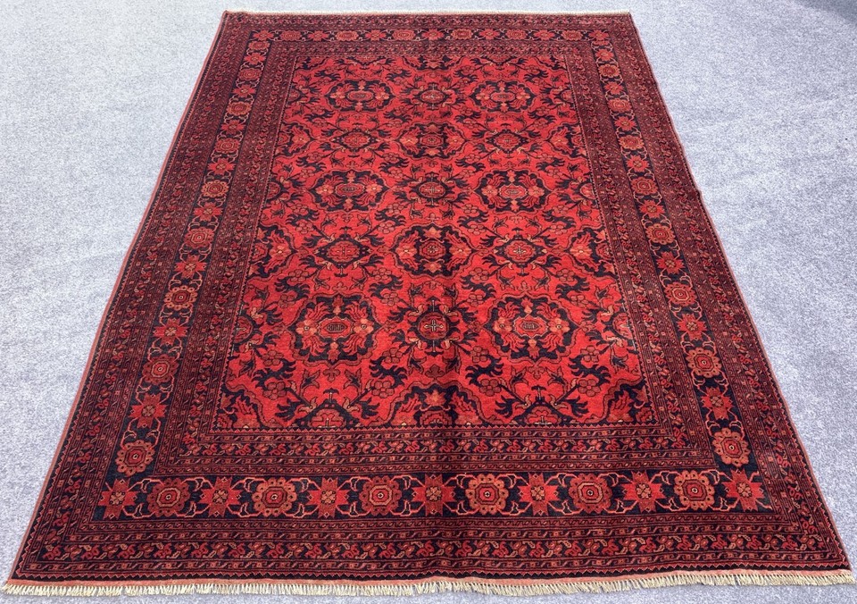 Fine Quality Hand Knotted Afghan Khal Muhammadi Wool Area Rug 9.5 x 6.8 ...