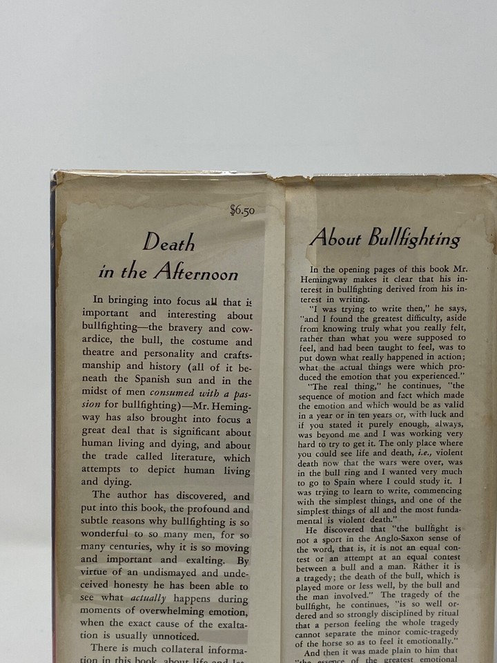 Ernest Hemingway ~ Death in the Afternoon ~ HCDJ 1st Early ~ Auth Old ...