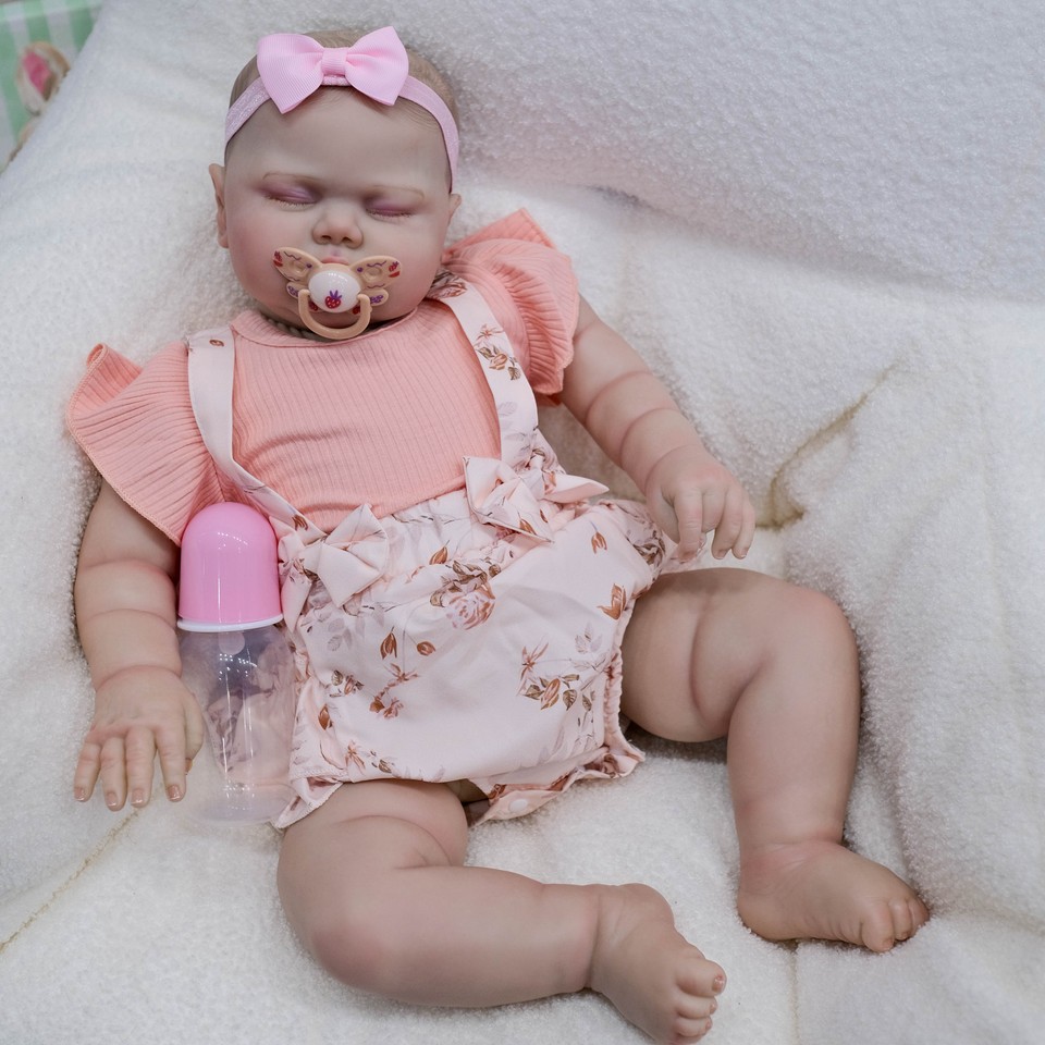 Realistic Chubby 24" Reborn Baby Dolls Soft Cloth Body Sleeping ...