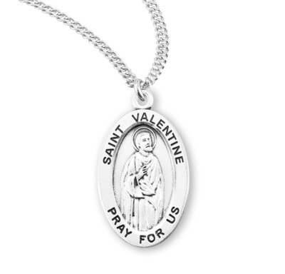 St Saint Valentine - 0.9" Sterling Silver Oval Medal + 20" Chain | eBay