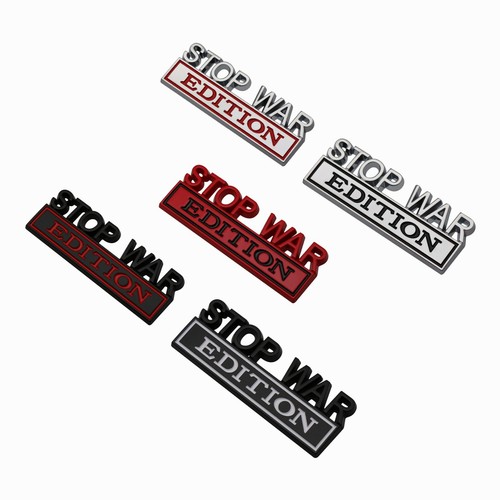 2pc Chrome/Red STOP WAR EDITION Emblems Fender Badge Car Truck Decal ...