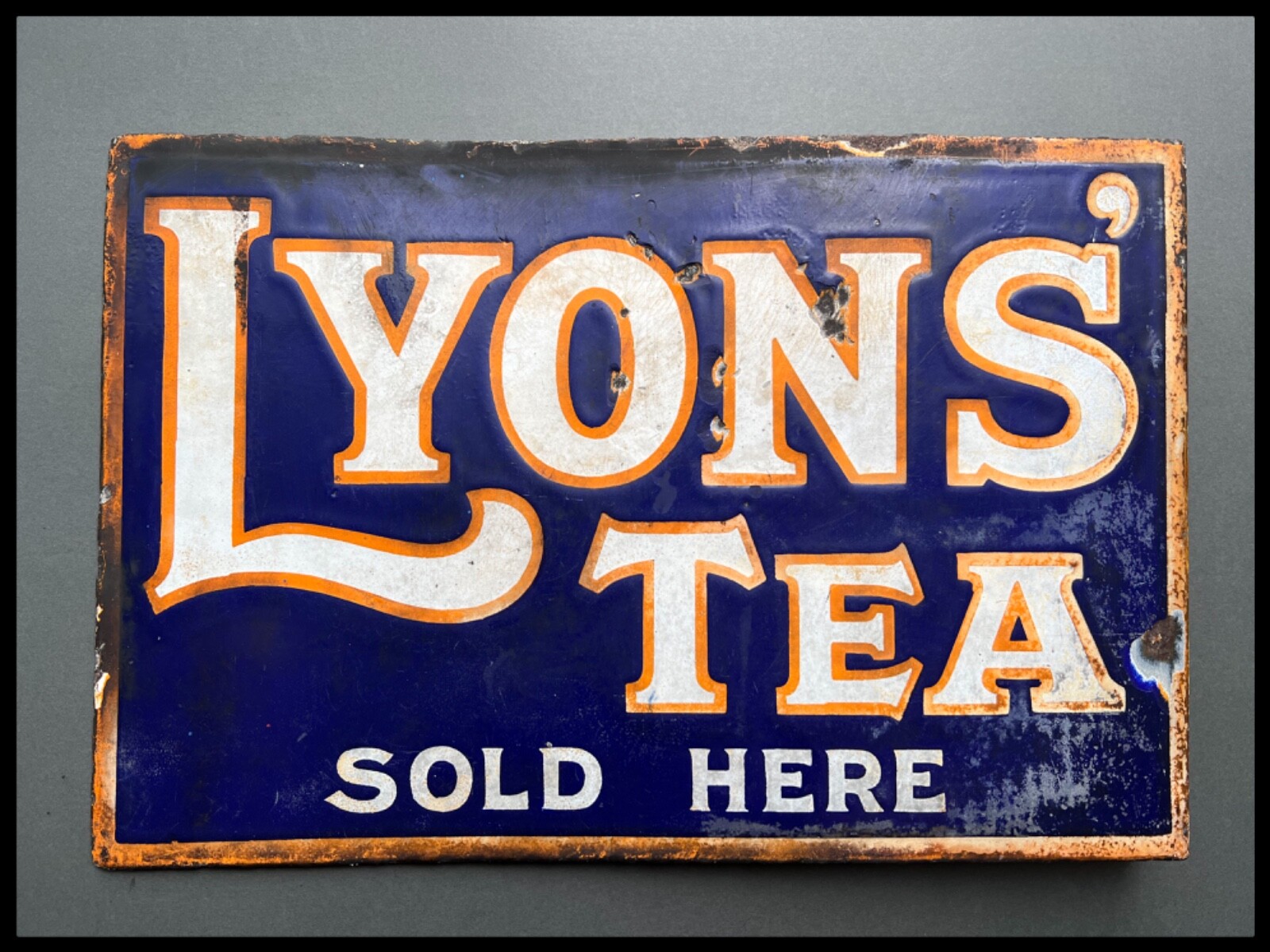 Genuine LYONS TEA Double Sided Enamel Sign Advertising Sign 18" x 12 ...