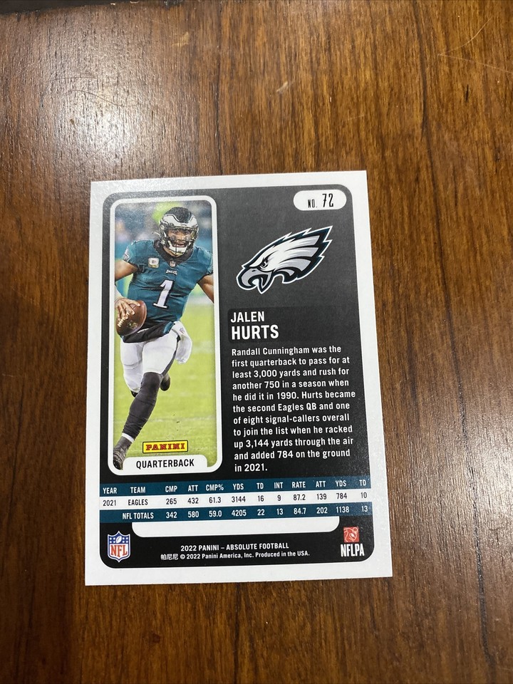2022 Absolute #72 Jalen Hurts Eagles | eBay