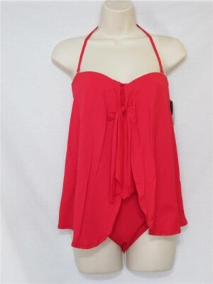 NWT Ralph Lauren Flyaway 1 PC One Piece Bandeau Swimsuit Red Size 6 | eBay