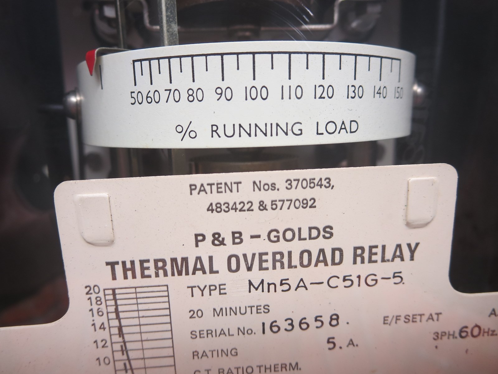 P & B-Golds, Mn5A-C51G-5, Thermal Overload Relay, 120 Vac, 60 Hz, 5A, 3 ...