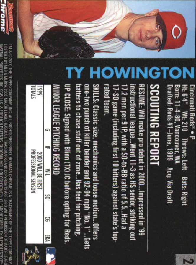 2000 Bowman Chrome Retro/Future Cincinnati Reds Baseball Card #282 Ty ...