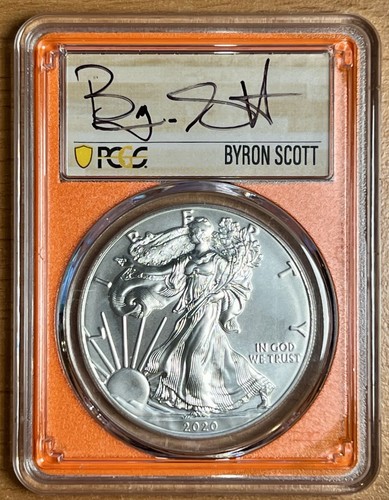 2020 American Silver Eagle PCGS MS 70 w/Byron Scott Autograph ...