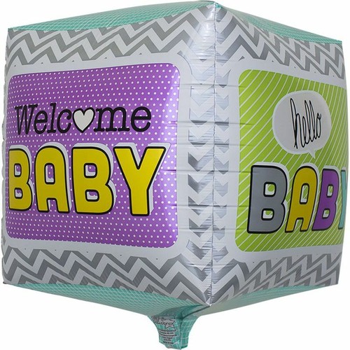 Welcome Baby Cube 17" Foil Balloon New Baby Shower Christening | eBay UK