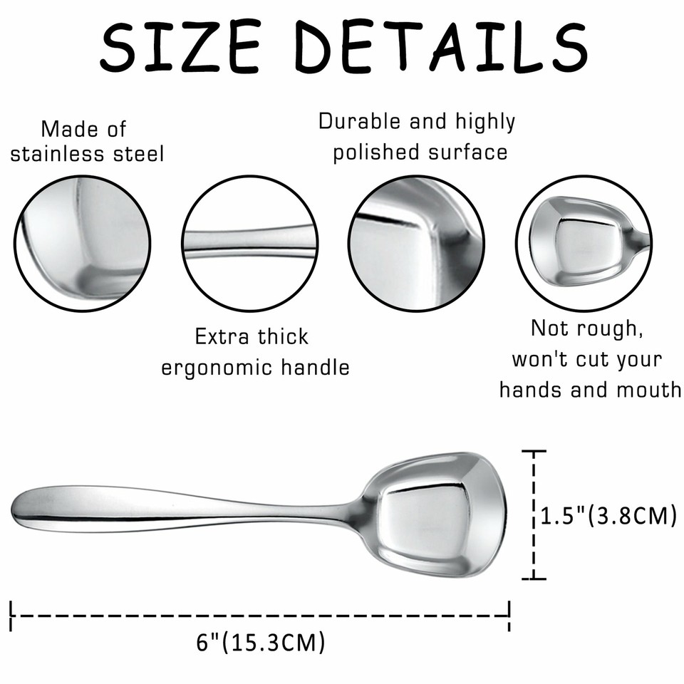 6pcs Stainless Steel Square Soup Spoon Dinner Spoon Flat Spoon Flatware ...