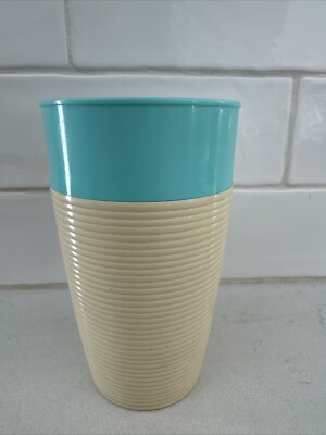 VNT Raffiaware Thermo-Temp Tumbler Iced Tea Turquoise Retro MCM USA 5. ...