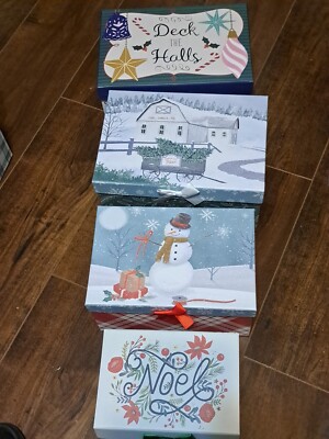 Christmas Nesting Gift Boxes Lidded Nested Box Set 4 Sizes Stackable | eBay