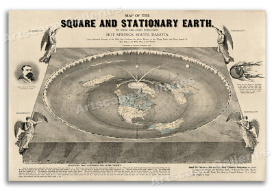1893 Map of a Square and Stationary Earth - Vintage Flat Earth Map ...