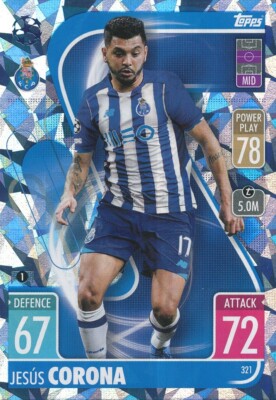 321 FC PORTO - JESUS CORONA - CRYSTAL PARRALEL CARD TOPPS CHAMPIONS ...