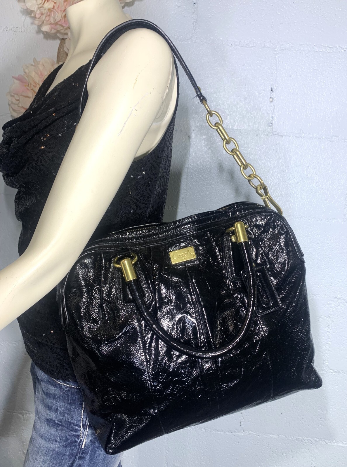 Coach Kristin Patent Leather Satchel Handbag Purse 1… - Gem