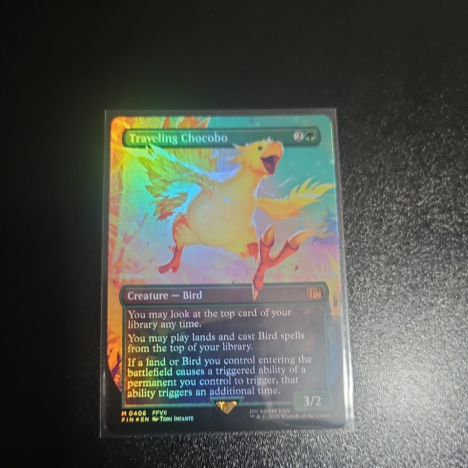 Magic: The Gathering Foil Borderless Traveling Chocobo Neon Pink ...