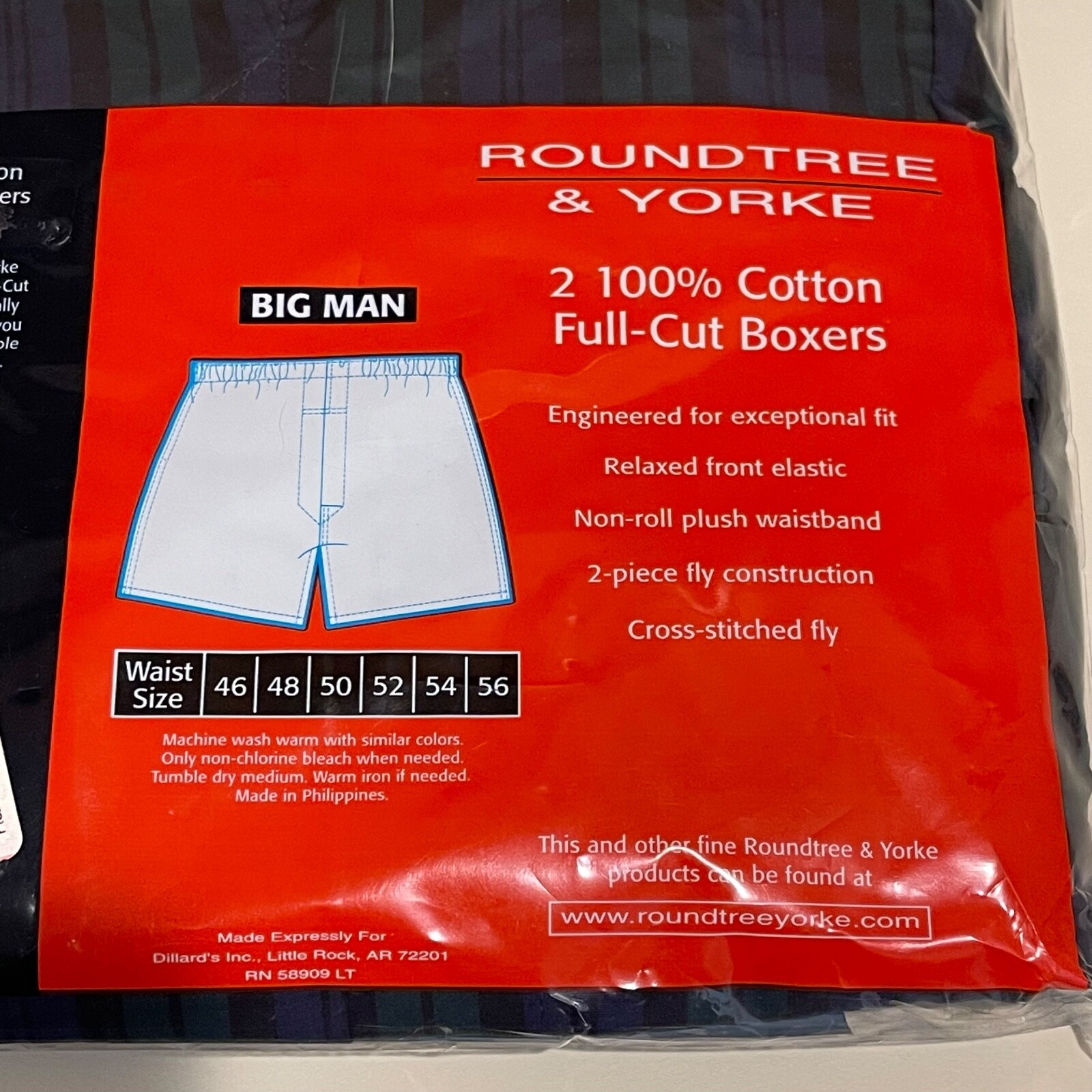 DILLARD'S ROUNDTREE & YORKE NEW Big Man Full-Cut Boxer Shorts 2 Pairs ...