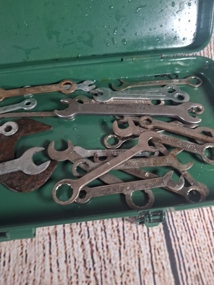 Lot Of Wrenches With Green Metal Carry Case | eBay