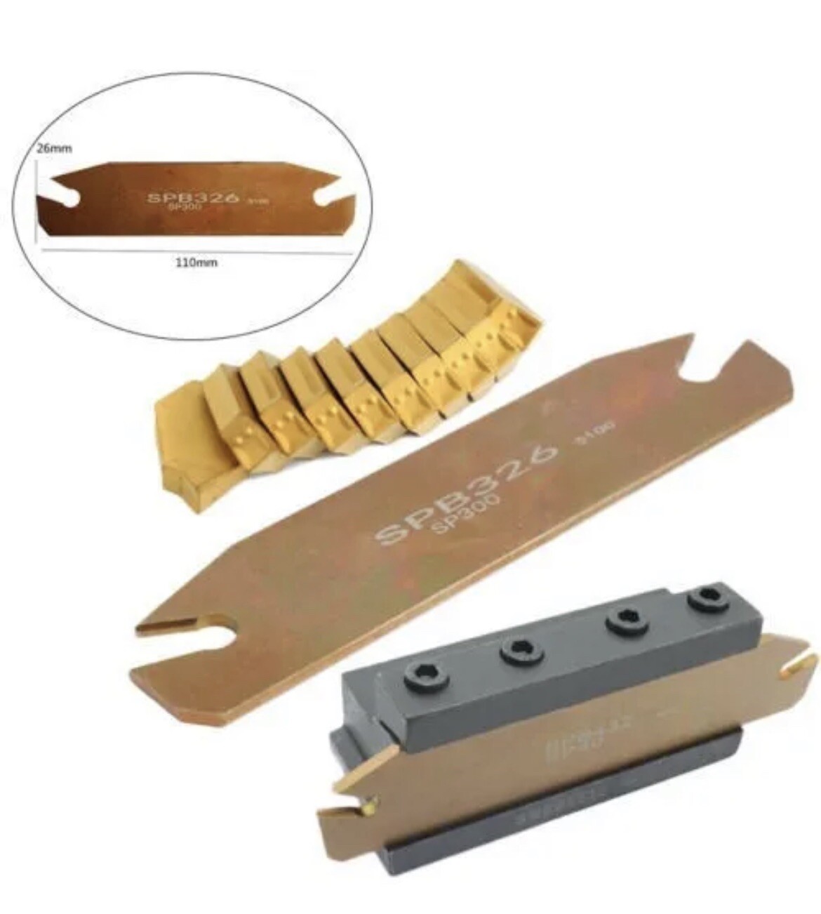 10 Pcs GTN-3 SP300 Insert Lathe Cut Off Grooving Parting Tool Holder ...