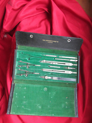 VINTAGE DRAFTING 12 pcs. KIT FREDERICK POST Chicago ARCHITECT SET ...
