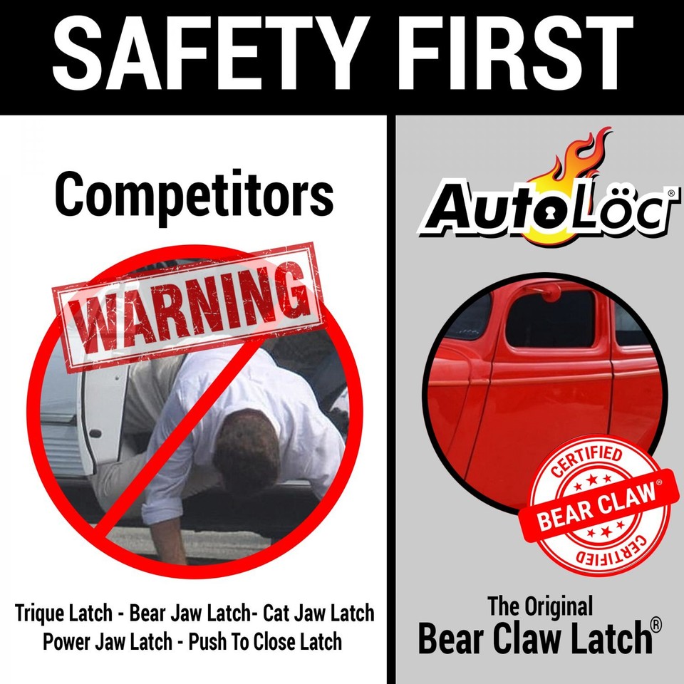 Autoloc Small Slimline Locking Bear Claw Jaw Car Door Latch Set w ...