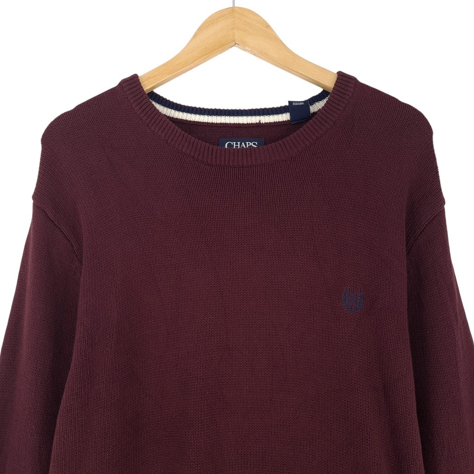 Vintage Chaps Pullover Men Burgundy Cotton Kh4 Size 2XL | eBay