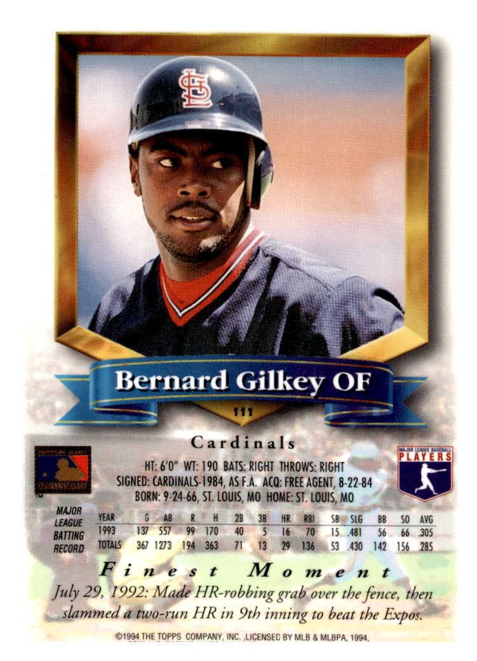 1994 Finest Bernard Gilkey 111 | eBay