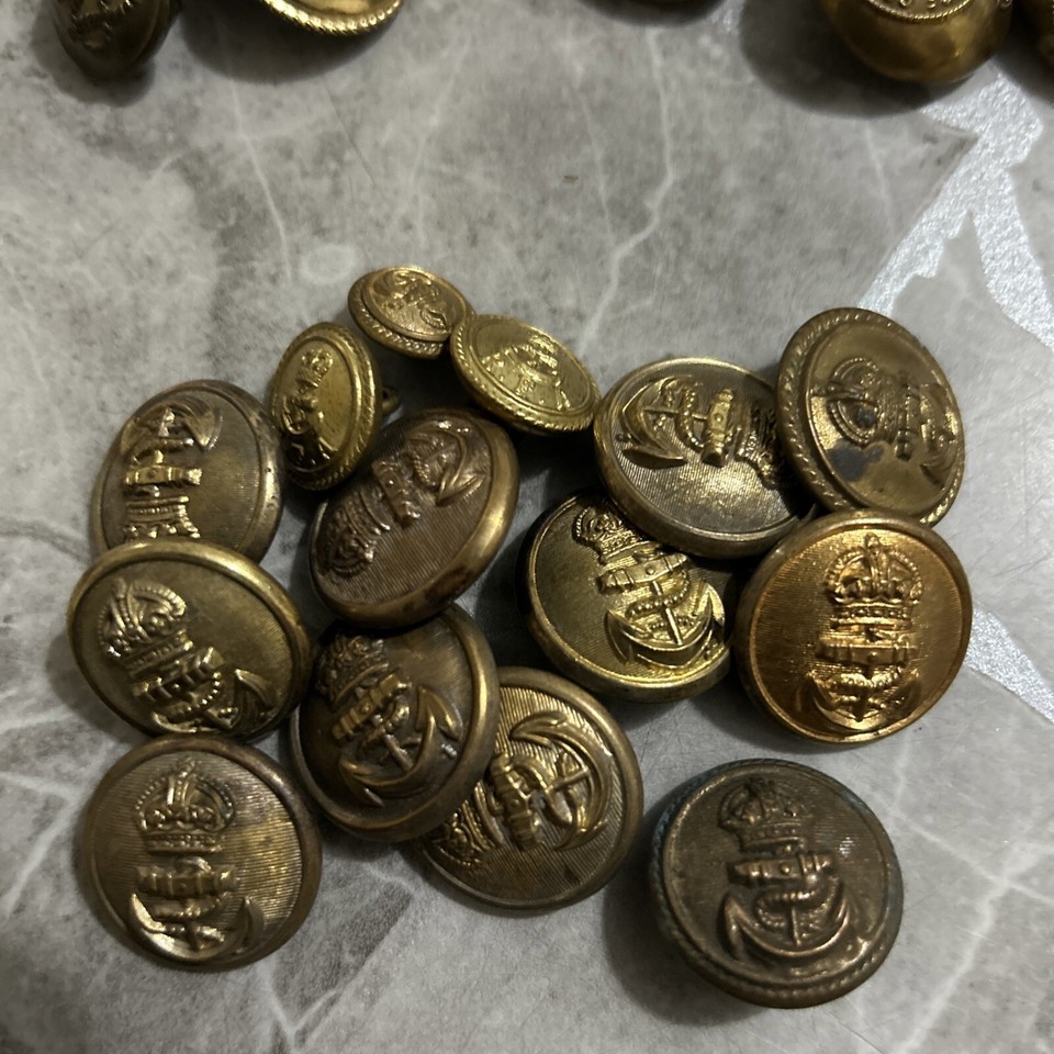 British Brass Button Bundle Mixed Buttons 76 Assorted Job Lot Vintage ...