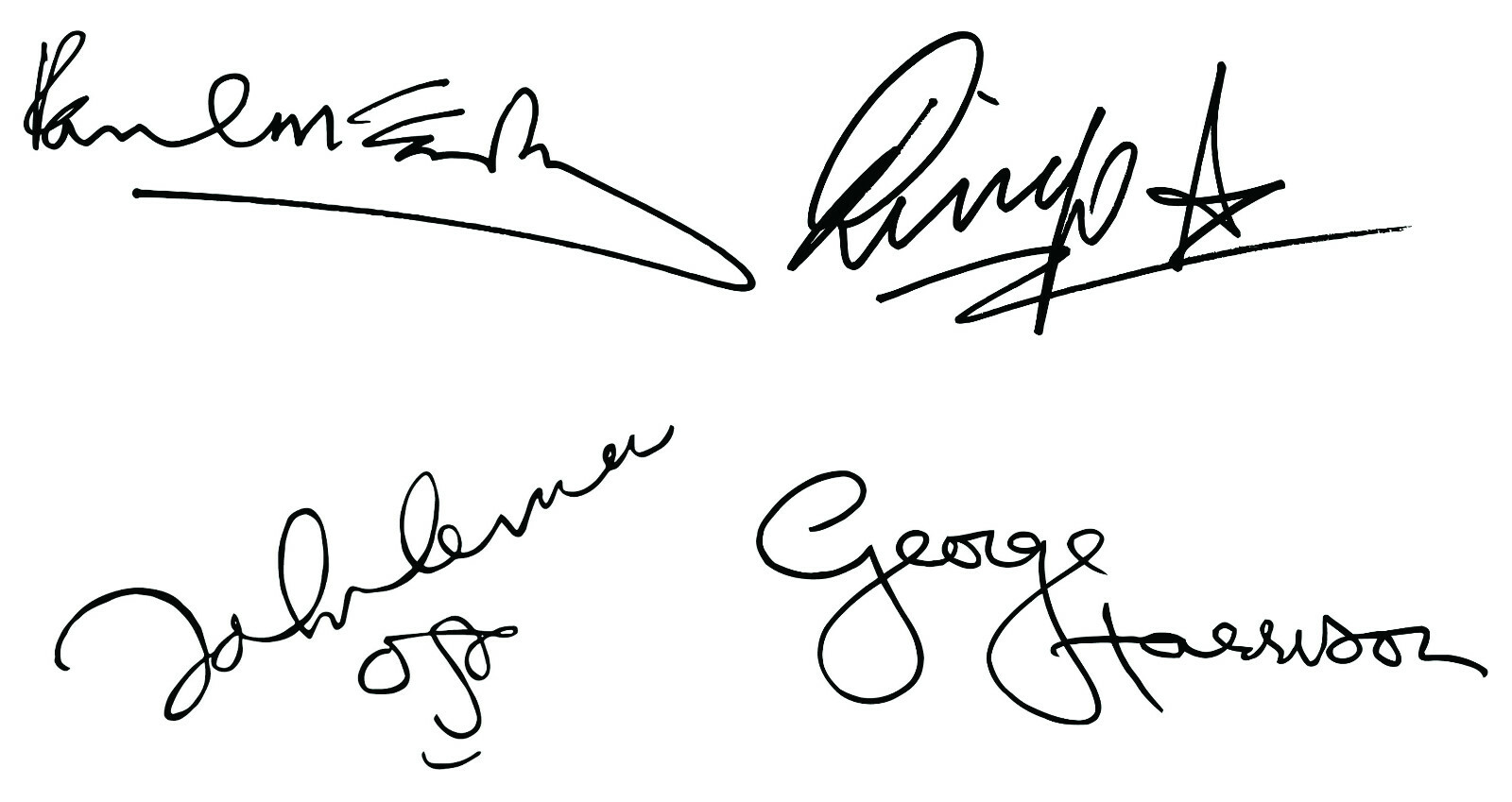 THE BEATLES Autograph Signature VINYL DECAL Sticker Paul, John, George ...
