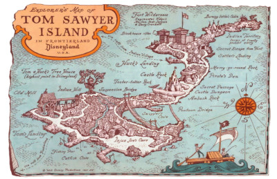 Disneyland Tom Sawyer Island Explorer Map Frontierland Disney Poster ...