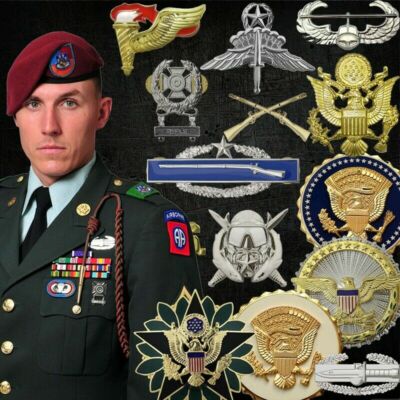 US ARMY LAPEL EPAULET CHEST SKILL PIN QUALIFICATION METAL BADGE ASU ...