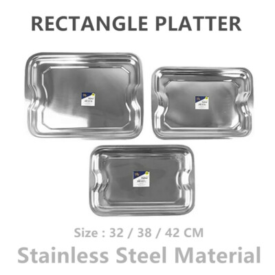 Stainless Steel Rectangle Serving Platter Sandwich Catering Meal Silver ...