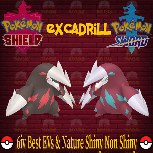 Pokemon Sword & Shield Excadrill 6IV 🌟Shiny🌟 & Non Shiny Best EVs ...