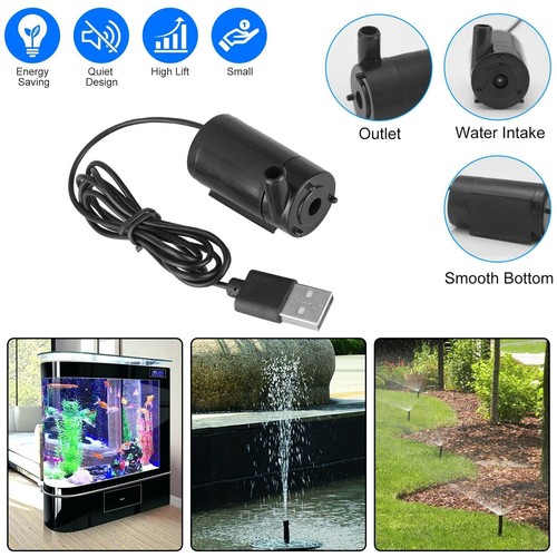 Mini Water Pump Small Mute Submersible USB 5V 1M Cable Garden Home ...