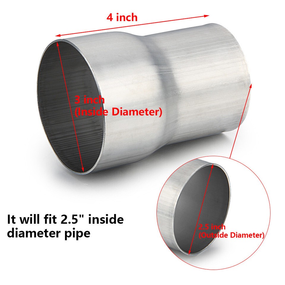 2.5"OD to 3"ID Exhaust Pipe Tip Adapter Reducer Connector 304 Stainless ...