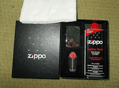 NEW~ZIPPO LIGHTER GIFT KIT 50R~ZIPPO LIGHTER~FLUID~FLINTS~GIFT BOX | eBay