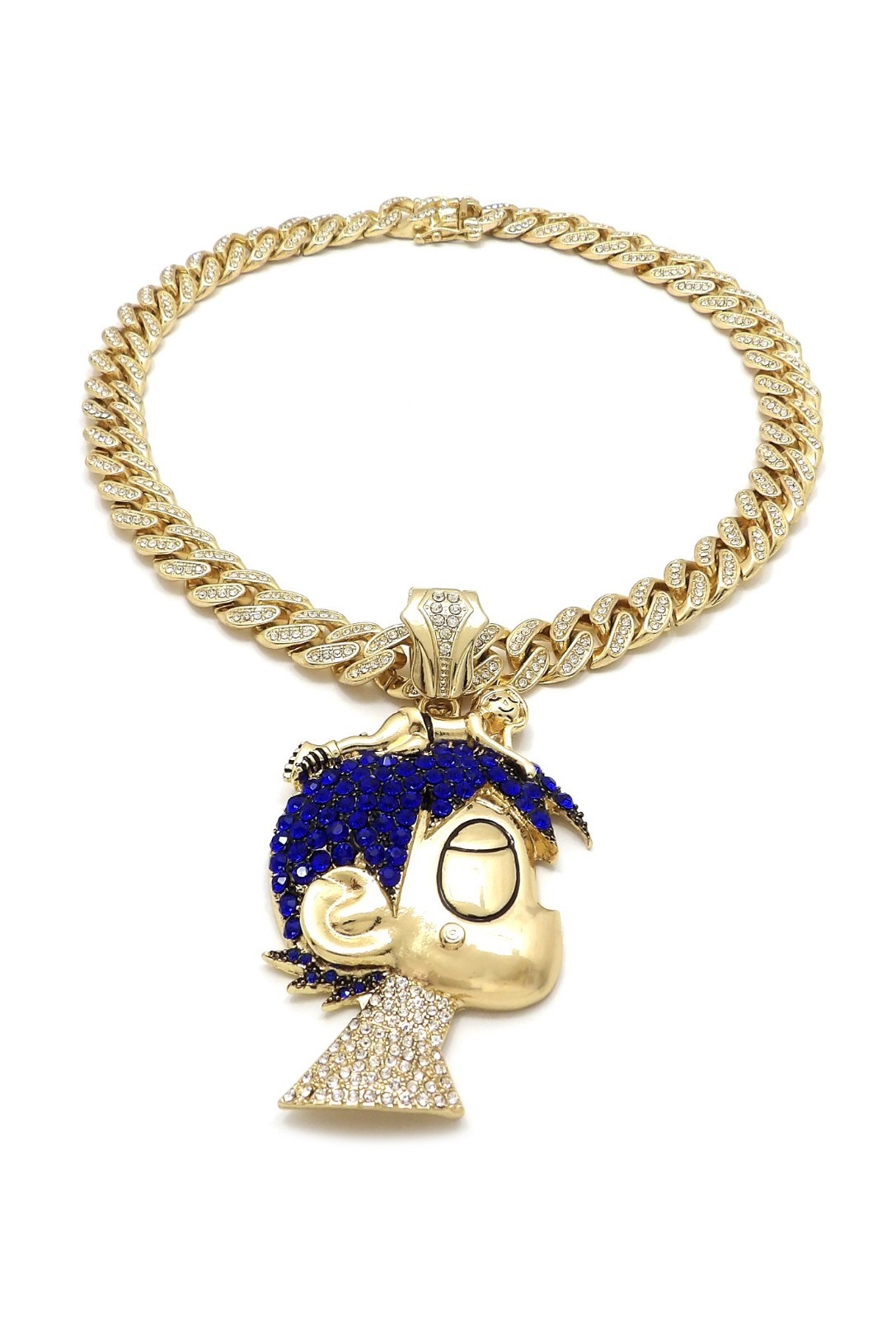 Hip Hop Uzi Vert LUV pendant & 18" Full Iced Cuban Choker Chain Bling ...