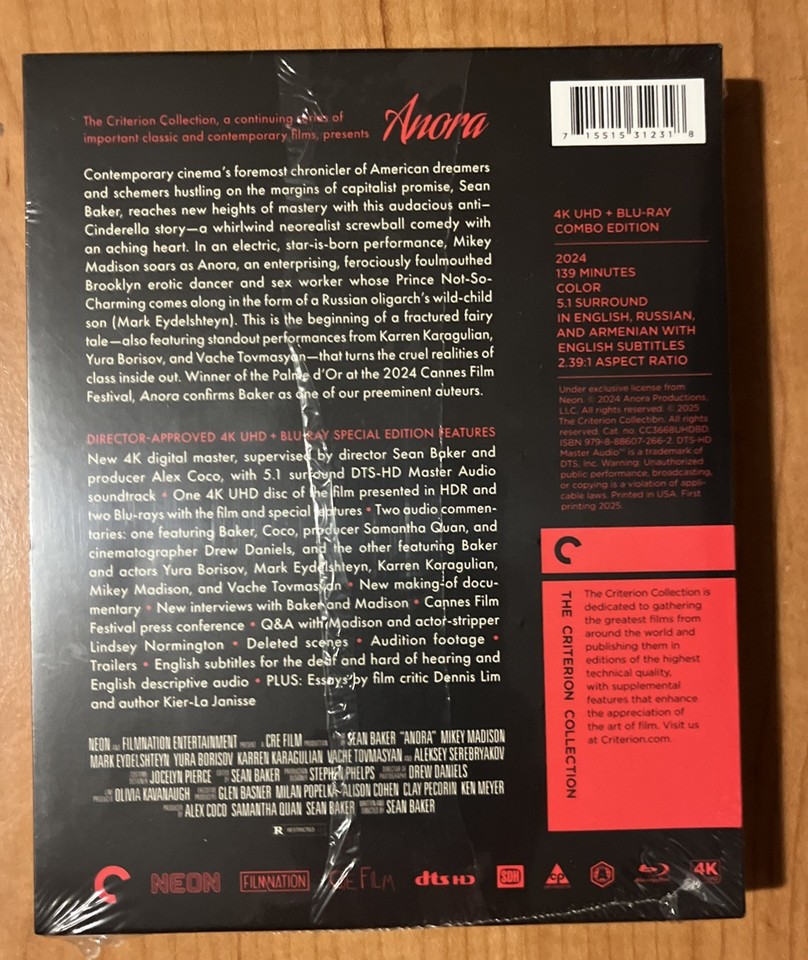 Anora (Criterion Collection) [New 4K UHD Blu-ray] With Blu-Ray, 4K ...