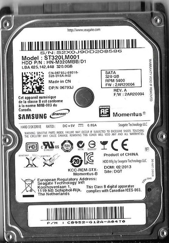 Samsung ST320LM001 320GB Sata Hard Drive P/N: HN-M320MBB/D1 F/W ...