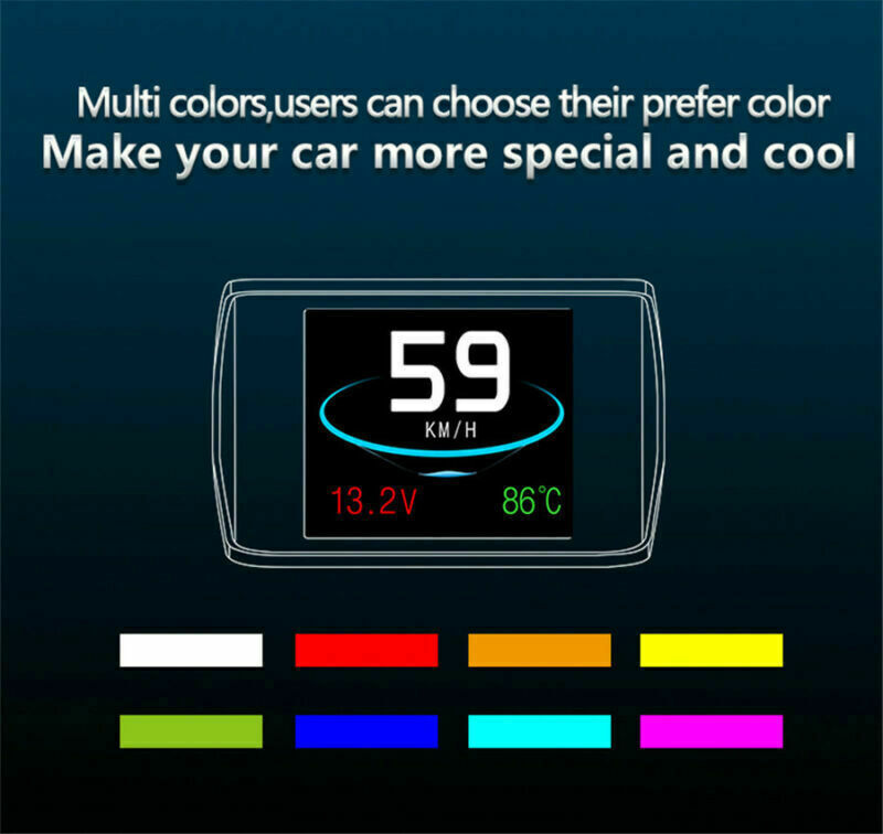 HUD Computer Car Digital OBD2 Display Temperature Gauge ECU Speedometer ...