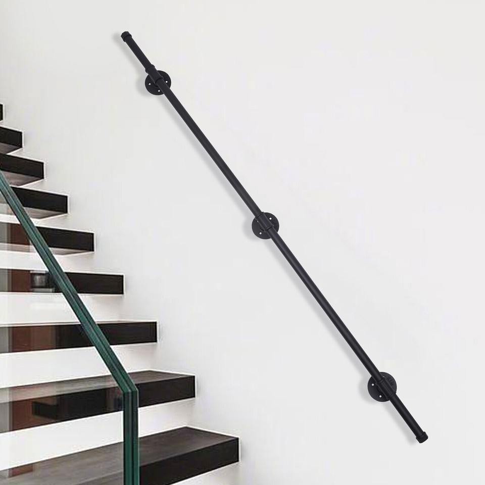 Pipe Stair Handrail 5 Ft Metal Staircase Handrail Black Galvanized ...