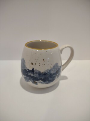 Meritage 16oz Stoneware Mug Coffee Cup W/Gold Trim Speckles Blue ...