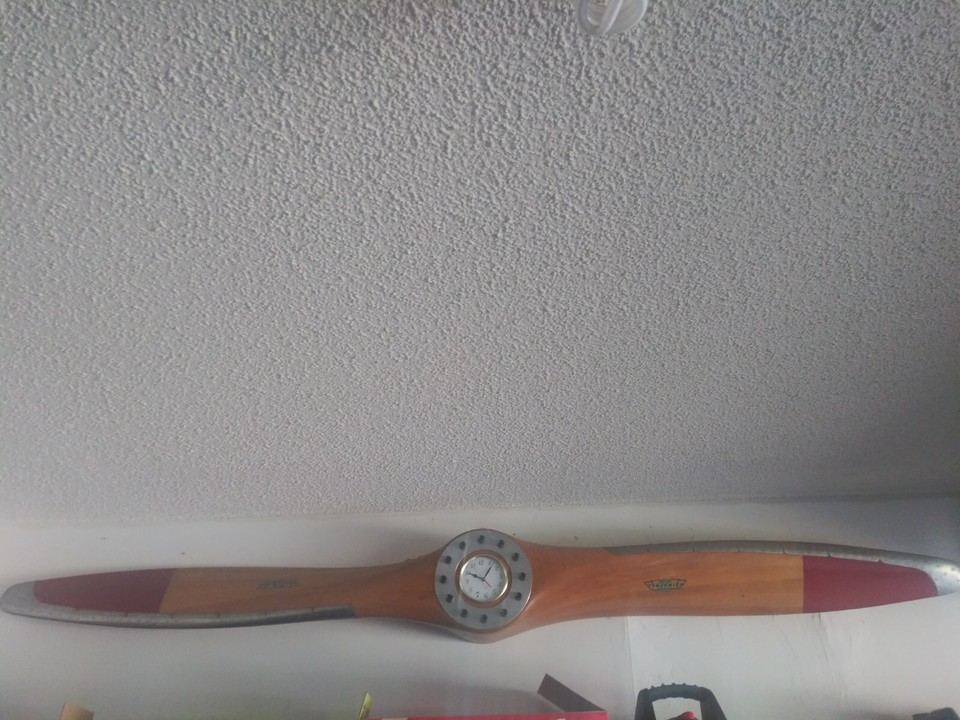 Antique 90in. Sensenich Bros Wooden Propeller Clock w/Steal Girding and ...