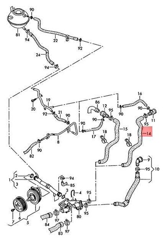 Genuine VW Tiguan 5N2 Coolant Hose 5N0121157H | eBay