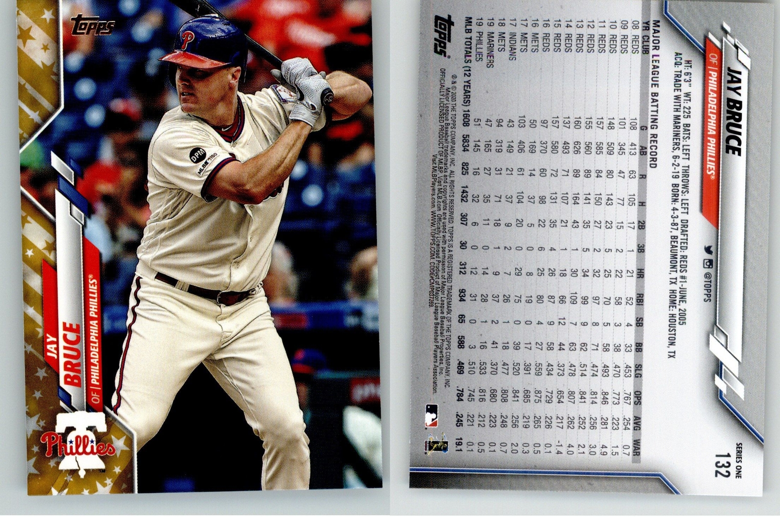 Jay Bruce 2020 Topps Gold Star #132 Philadelphia Phillies | eBay