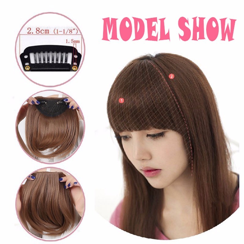 Straight Front Bangs Fringe Piece Clip In Hair Extensions Remy style ...