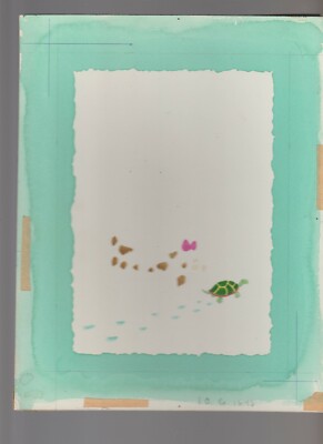 GET WELL SOON Turtle with Footprints 8x10.5" Greeting Card Art #C1645 ...