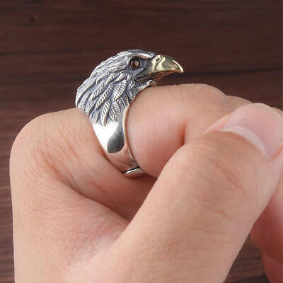 Eagle Ring Vintage Red Eye Hawk Eagle Ring Adjustable Viking Eagle Head ...