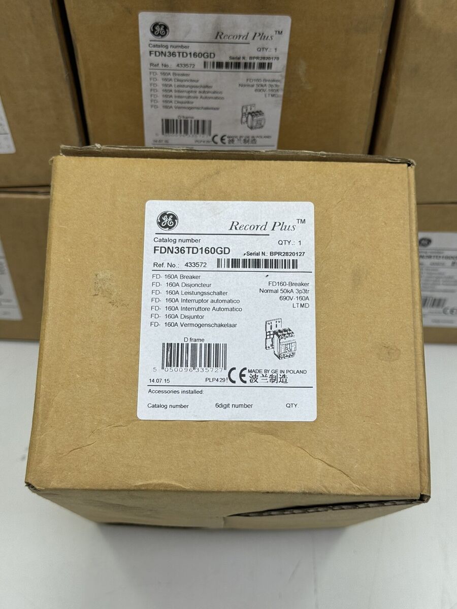 GENERAL ELECTRIC GE FDN36TD160GD CIRCUIT BREAKER FD160 50KA GENERAL ELECTRIC GE FDN36TD160GD CIRCUIT BREAKER FD160 50KA