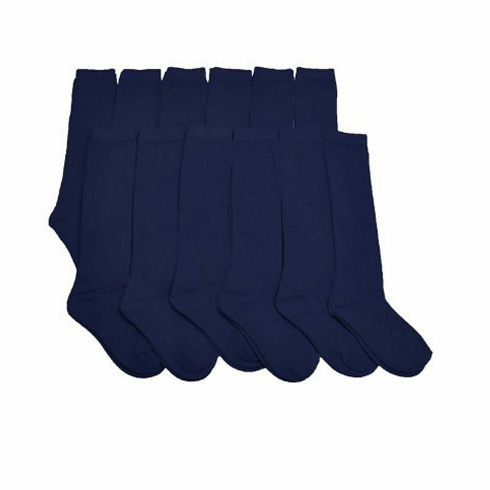 3~6 Pairs Knee High School Uniform Socks Women Girl White Navy 2-3 4-6 ...