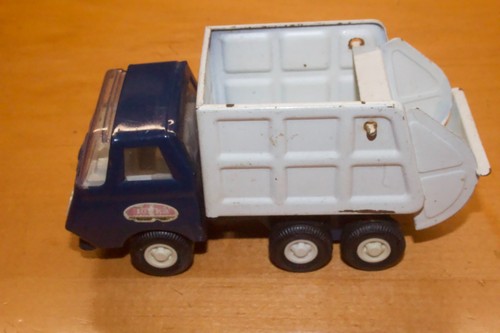 Vintage Mini Tonka Pressed Steel Blue/White Garbage Truck | eBay